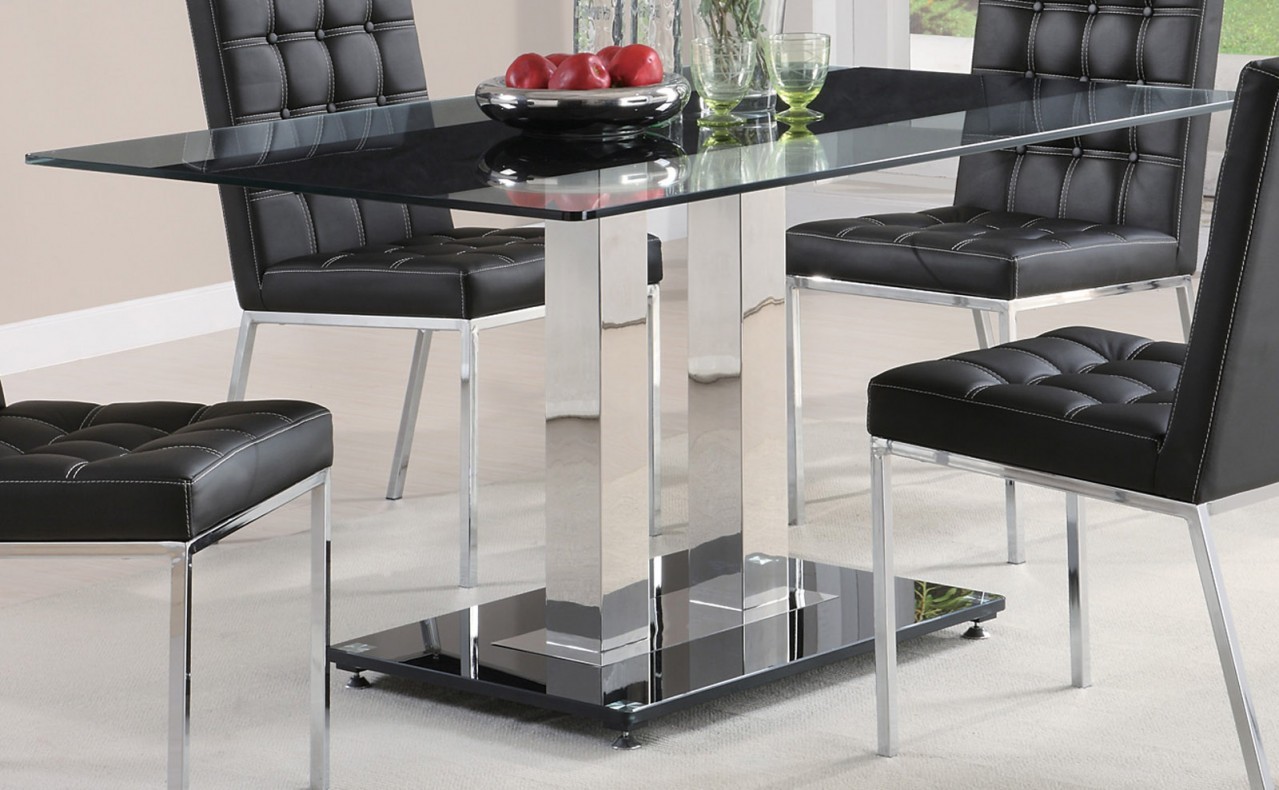 Rolando Chrome Dining Table 113201 - MK Star Modern Furniture