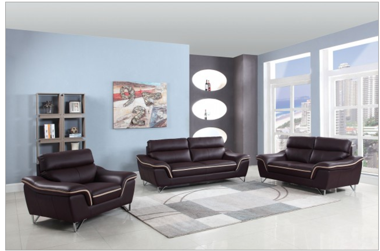 150 Modern Brown Leather set - Leather Sofa sets - Living Room Star ...