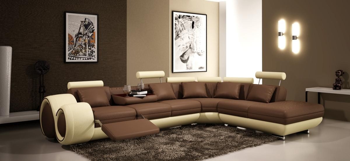 7804 Modern Leather Sectional Sofa with Recliners-GE - Leather ...