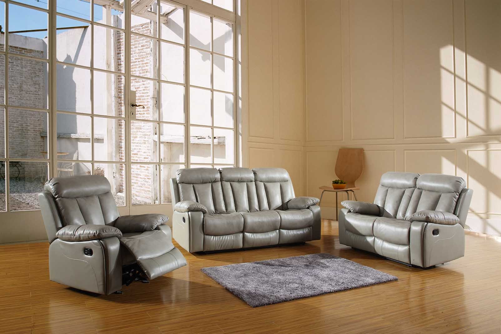 1639 Bonded Leather Recliner Sofa Set Black - Leather Sofa sets ...